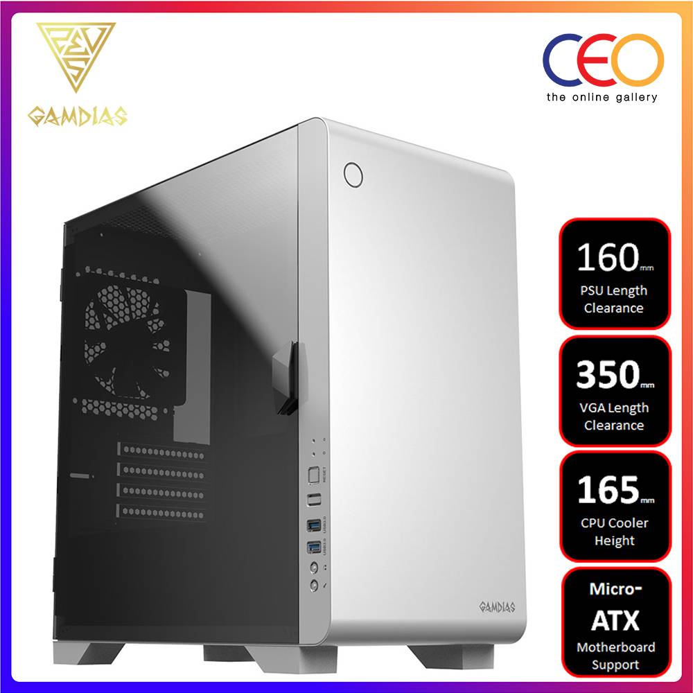Gamdias MARS E2 Micro-Tower PC Case Micro-ATX Mini-ITX Desktop Casing With Tempered Glass Swing ...